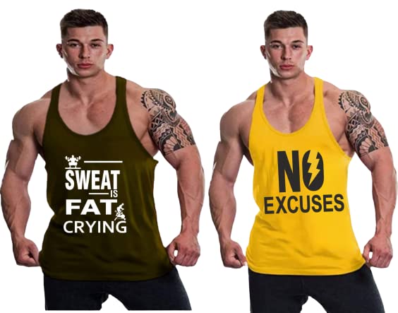 Buy MASCARI Men's Tank Tops Muscle Gym Bodybuilding Vest Fitness ...