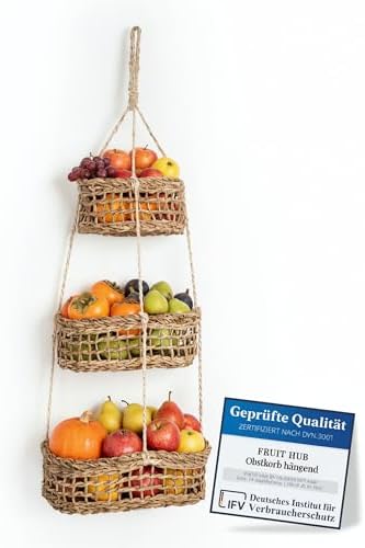 FRUIT HUB® Obstkorb, Hängekorb, Obstkorb Hängend, Hängekorb Küche ...