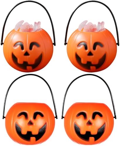Amazon.com | Dandat 12 Pieces Halloween Pumpkin Candy Bucket Trick or ...