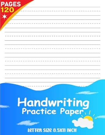 Handwriting Practice Paper: 120 Blank Dotted lined Paper For Students ...