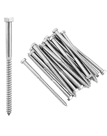 QWORK Hex Lag Screws Bolts, 20 PCS 3/8" X 6" Hex Head Fasteners, 304 ...