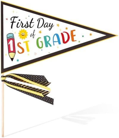 Amazon.com: Eersida 3 Pcs First Day of 1st Grade School Flag DIY Back ...