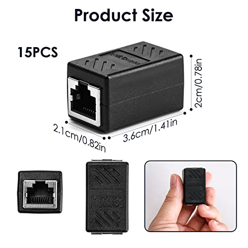 15 Pack RJ45 Coupler Ethernet Inline Connectors Network Extender ...