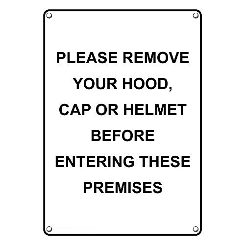 Amazon.com: Weatherproof Plastic Vertical Please Remove Your Hood, Cap ...