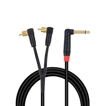 RIIEYOCA 90 Degree Right Angle 1/4 Inch TS to Dual RCA Audio Cable,Gold Plated 6.35mm Quarter ...