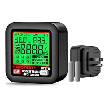 GFCI Outlet Tester with LCD Display, HABOTEST Receptacle Detector ...