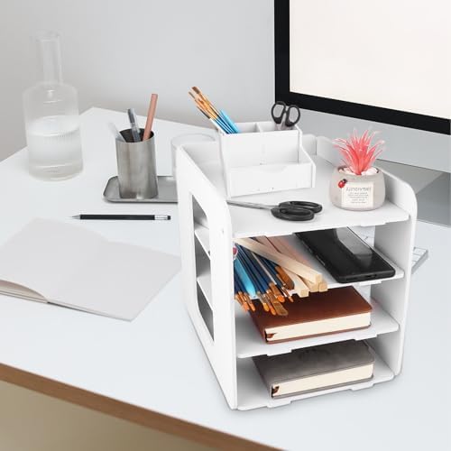 2 Stück Briefablage A4 Schreibtisch-Organizer Ablagefächer Stapelbar Dokumentenablage 4-Tier ...