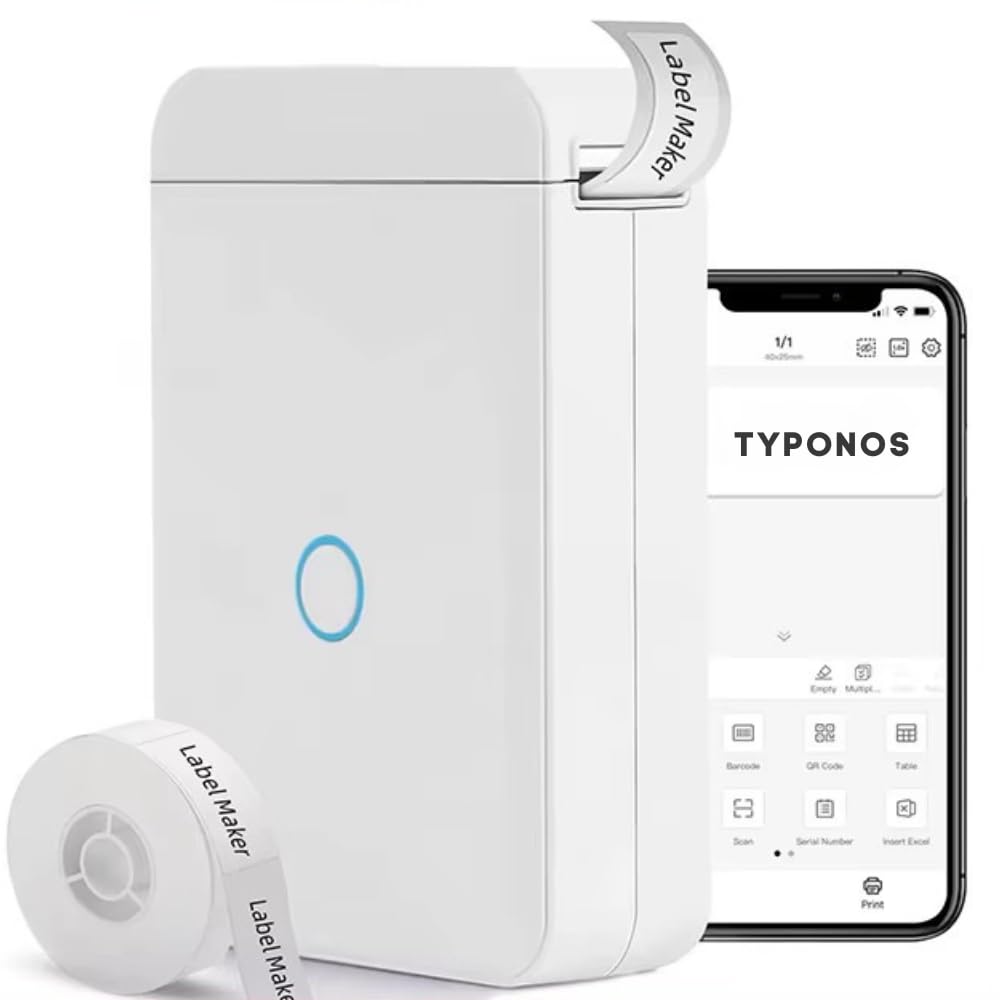 TYPONOS D110 Mini Label Maker: Upgraded Bluetooth Thermal Printer with ...