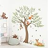 Amazon.com: Cartoon Animal Tree Wall Decals for Kids, Woodland Animals ...