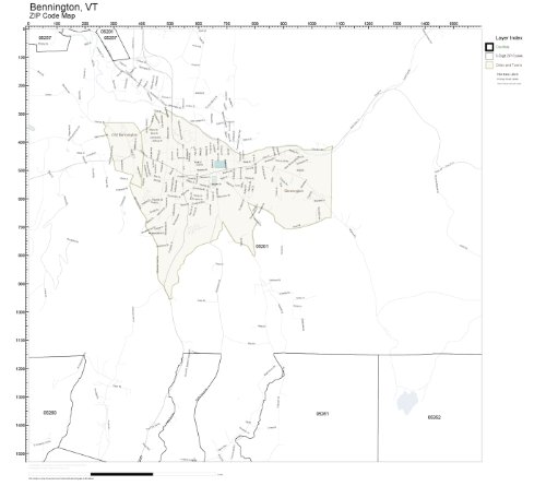 Amazon.com : ZIP Code Wall Map of Bennington, VT ZIP Code Map Not ...