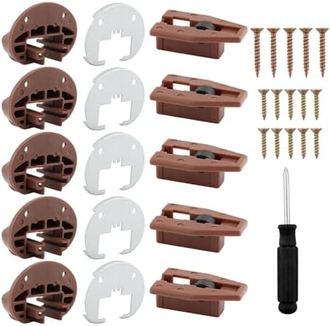 5 Set of Drawer Guide Kit with Metal Black Plate and Drawer Stop with ...