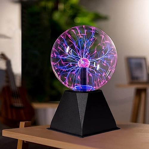 Dravizon Plasma Ball Light 4 Inches Touch and Sound Activated Lightning ...