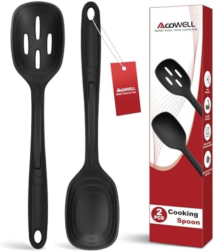 Amazon.com: 2 Pack Large Silicone Cooking Spoon with Measuring Mark ...