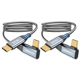 Amazon.com: ZeroneTeck 8K/4K USB C Monitor Cable Right Angle 1m 2-Pack ...