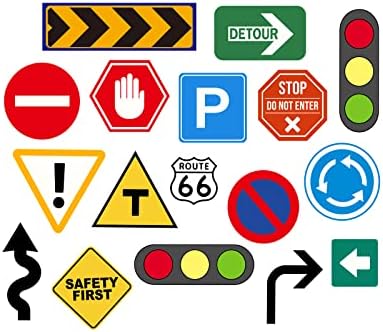 Amazon.com: wondever 25 Pieces Traffic Road Signs Wall Stickers Stop ...