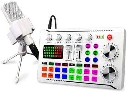 Amazon | BONKYO M998カラオケマイク セット家庭用 DJ ミキサー セット F998 ライブ サウンドカード 男声 女声 ...