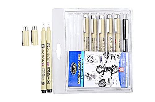 SAKURA 50203 8-Piece Black Pigma Manga Comic Pro Drawing Kit : Amazon ...