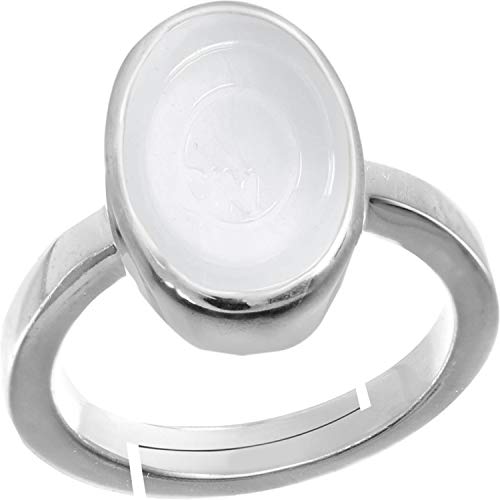 Buy Milky White Moonstone 12 ratti chandrakanta Stone Silver Adjustable ...
