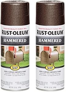 Rust-Oleum 210880 Stops Rust Hammered Spray Paint, 12 Oz, Brown, 12 Ounce (Pack of 2), 12 Fl Oz ...