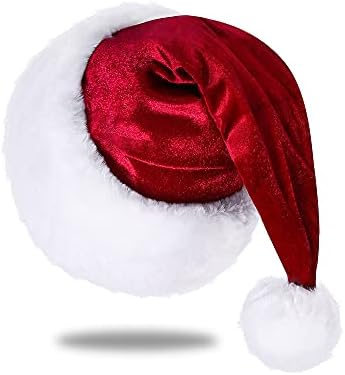Amazon.com: COOLJOY 6 Pack Plush Santa Hat, Traditional Red and White ...