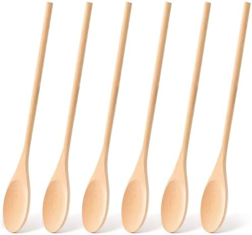 Amazon.com: 5 PCS Wooden Spoons for Cooking, 12" Long Handle Wood Spoon ...