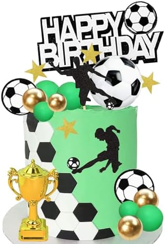 Amazon.com: UPKOCH Soccer Cake Topper Decorations - 2 Goals, 6 Players ...