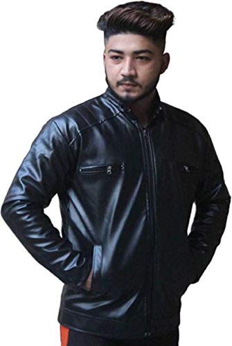 IAC Men's PU Faux Leather Jacket (Black, XL) : Amazon.in: Clothing ...