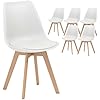 HOMCOM Dining Chairs Set of 6, Modern Kitchen Chairs with Solid Wood ...