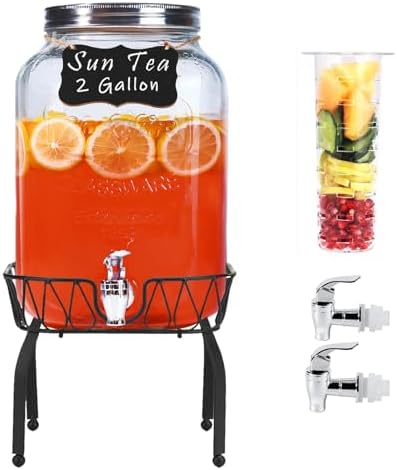 Amazon.com | 2 Gallon Glass Drink Dispensers for Parties, Sun Tea Glass Jar for Outside Beverage ...