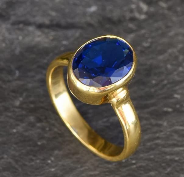 Buy QUARA Gems Neelam Ring 7.25 Ratti Gold Srilankan Blue Sapphire Ring ...
