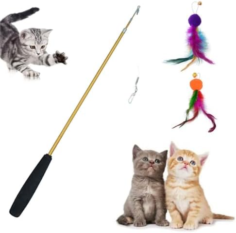 Buy Sunkizzrs® Cat Toys - Interactive Toy Set with Retractable Teaser ...