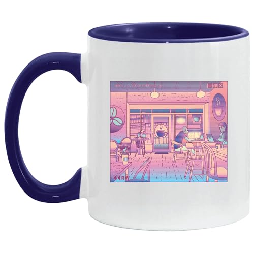 Amazon.com: Gift Ideas for Coffee Lovers Vaporwave Style with Pastel Colors 11oz 15oz Inner ...