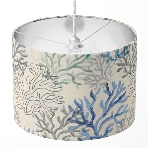 Nautical Lampshade, Blue Ocean Lampshade, Blue White Lamp Shade, Coral ...