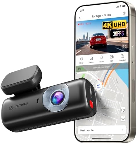 REDTIGER F9 Lite 4K Dash Cam Front, ADAS, Built-in WiFi APP Control ...