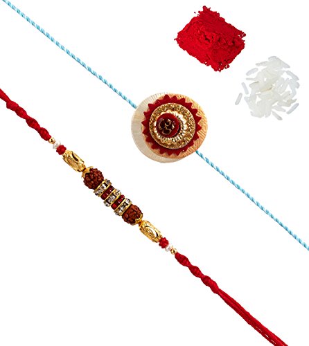 Aheli Pack of 2 Rakhi for Men with Roli Chawal Tilak - Religious OM and ...