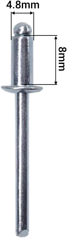 (Pack of 100 pcs) Blind Rivets 4.8 x 8 mm, Open Dome Head, Pop Rivets ...