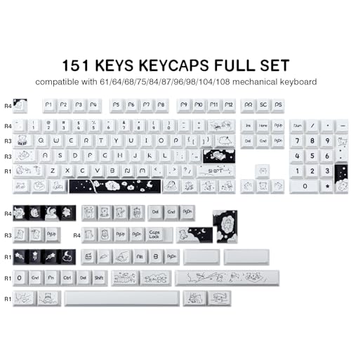 PBT Keycaps 151 Keys Custom Keycaps Cherry Profile White Keycaps Set for 60 percent Keyboard ...
