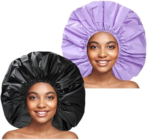 Amazon.com : Jumbo Size Shower Cap 2 PCS Waterproof Shower Caps for ...