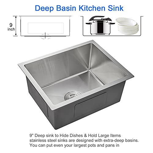 MENATT 24-inch Undermount Kitchen Sink, SUS304 Stainless Steel Handmade ...