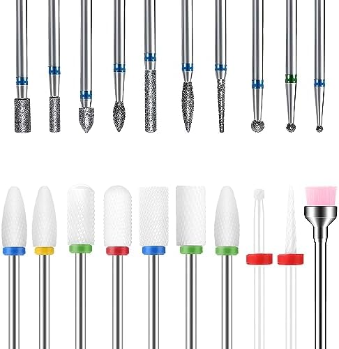 Amazon.com: Kafellongls 20pcs Nail Drill Bits Sets, 3/32-inch Diamond ...