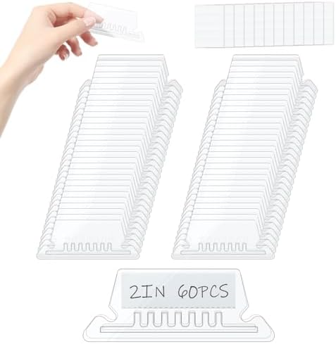 Amazon.com : 60 Sets 2 Inch Hanging File Folder Tabs, Transparent File Folder Labels with Paper ...