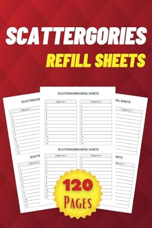 Scattergories Refill Sheets: Scattergories Score Cards,Score Pads with ...