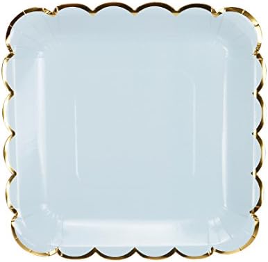 Amazon.com: Sparkle and Bash Light Blue Paper Party Plates with Gold ...