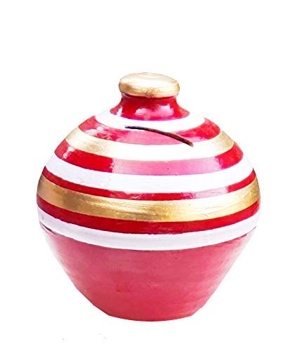 HOME ROYAL Terracotta Clay Gullak, Money Bank,Piggy Bank (Red, 1 ...