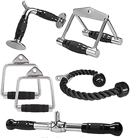 FF Sports Cable Machine Attachment Combo : V Shaped Handle, Double D Handle, Straight Bar, D ...