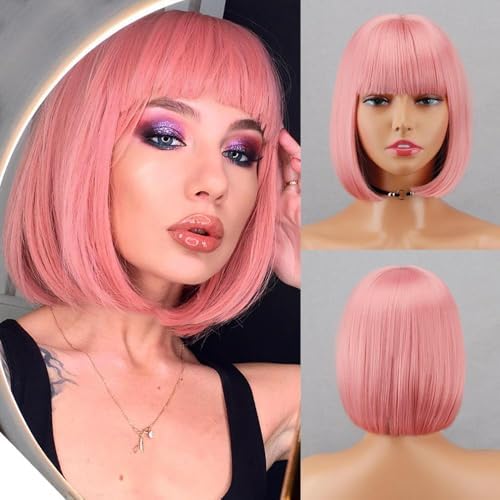 Amazon.com : MaxlaceWig Pink Wigs for Women, 28 Inch Long Straight Pink ...