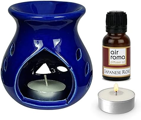 AIR-ROMA Air Roma Blue Ceramic Aroma Diffuser Burner With 10Ml Japanese ...