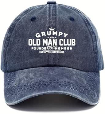 Grumpy Old Man Club Cotton Baseball Cap - Dad Papa Hat (Blue,F) at ...