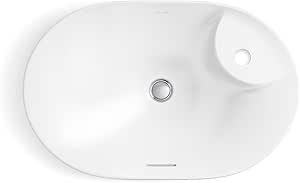KOHLER 31705-1-0 Chalice 22-3/4" Oval Vessel Bathroom Sink with Single Faucet Deck Hole, Above ...