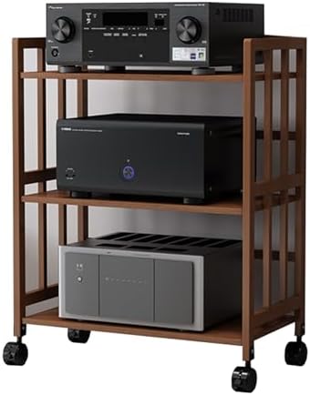 Adjustable Rolling Audio Rack Multi-Tier Stereo Component Shelf for ...